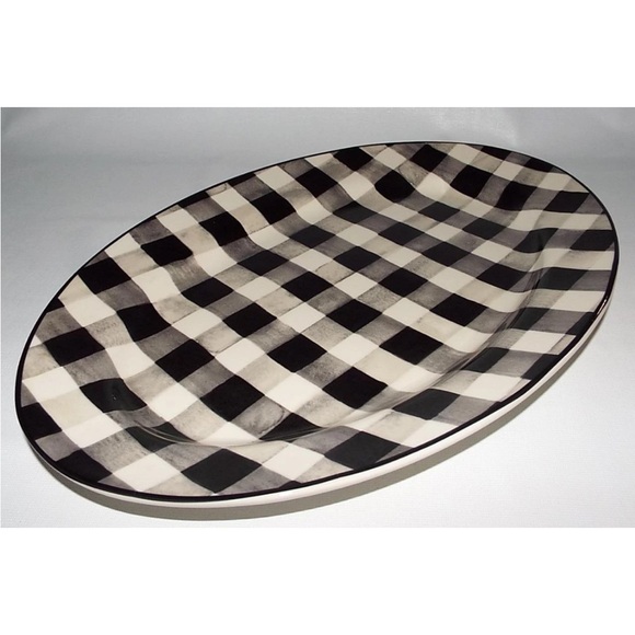 Dining | Robert Stanley Black And White Checkered Oval Platter | Poshmark